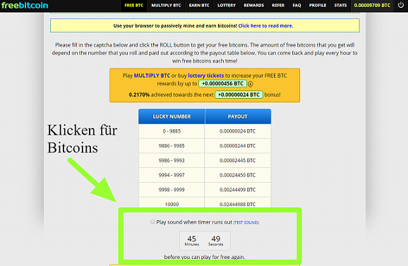 FreeBitco.in ist ein Faucet zum gratis Bitcoin verdienen